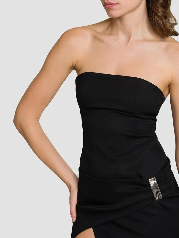 Attico Stretch Wool Gabardine Strapless Minidress