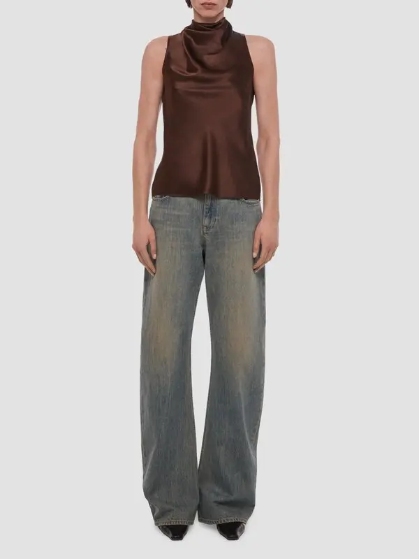 Helmut Lang Draped Sleeveless Silk Top