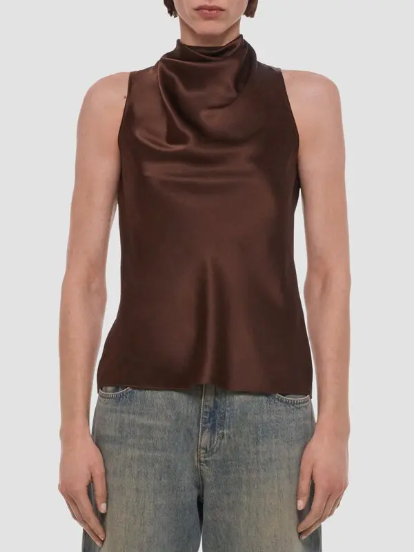 Helmut Lang Draped Sleeveless Silk Top