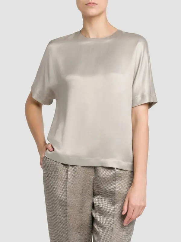 Giorgio Armani Satin Short-sleeve Blouse