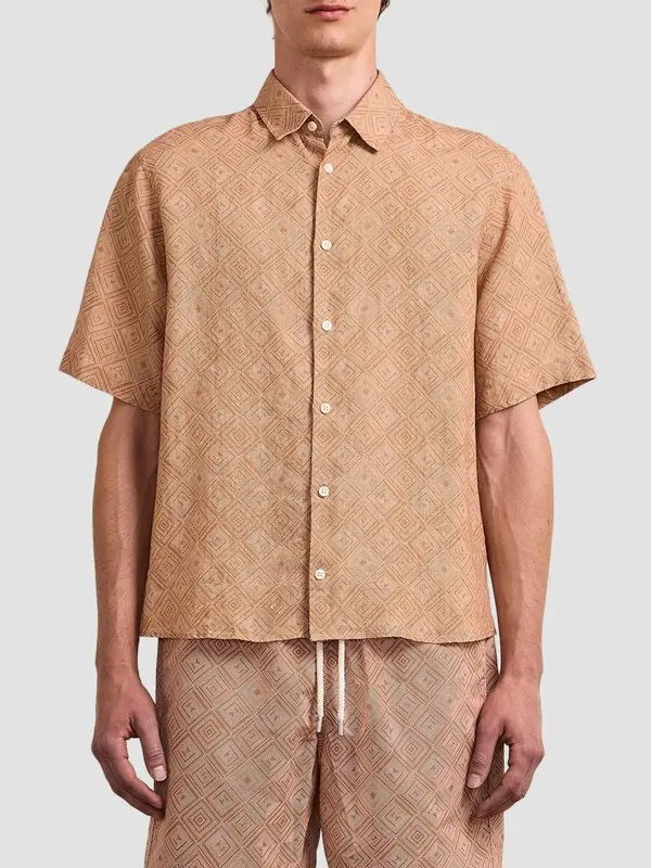Frescobol Carioca Castro Angra Madeira-print Linen Button-front Shirt