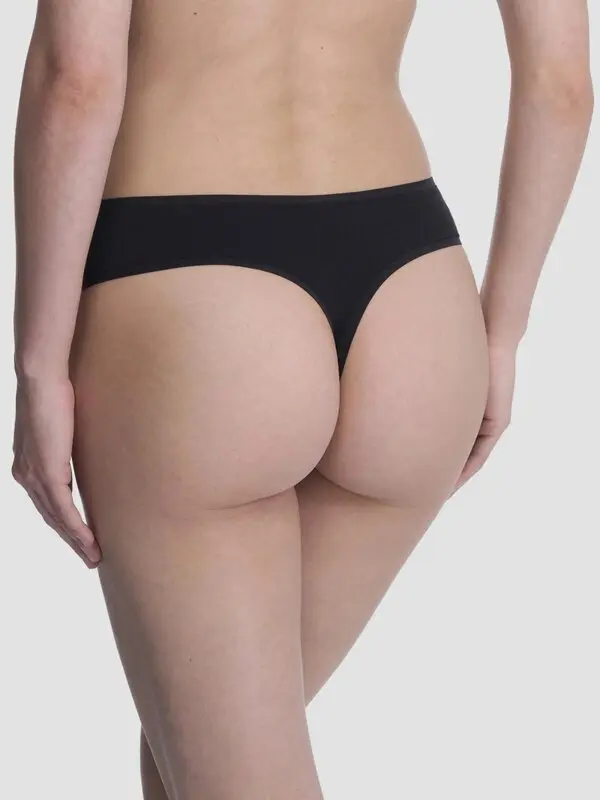 Natori Bliss Bare Cotton Thong - Black