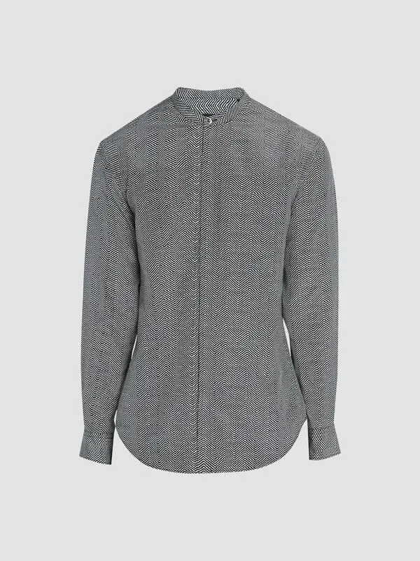 Giorgio Armani Wavy Chevron-print Silk-cotton Shirt