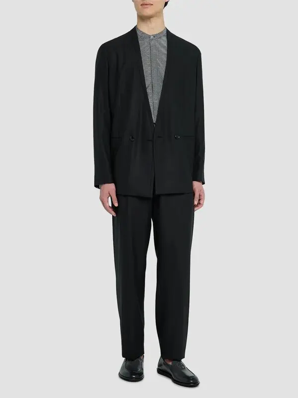 Giorgio Armani Wavy Chevron-print Silk-cotton Shirt