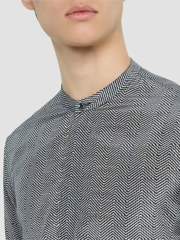 Giorgio Armani Wavy Chevron-print Silk-cotton Shirt