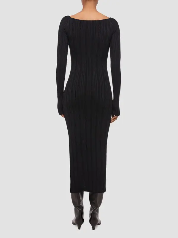 Helmut Lang Ribbed Pointelle Midi Dress