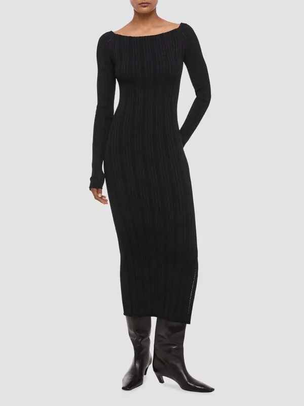 Helmut Lang Ribbed Pointelle Midi Dress