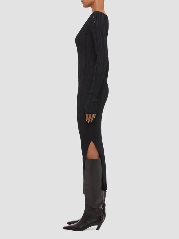 Helmut Lang Ribbed Pointelle Midi Dress