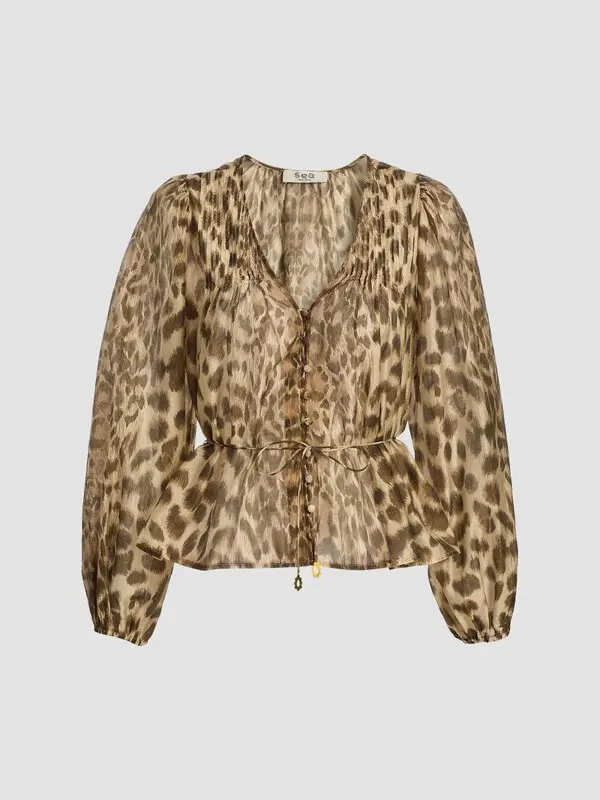 Sea Claude Leopard-print Blouse - Cream
