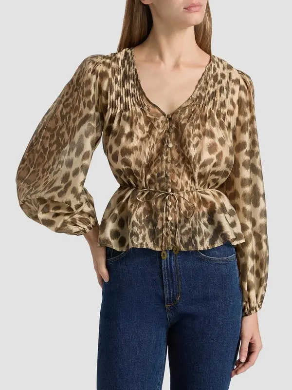 Sea Claude Leopard-print Blouse - Cream