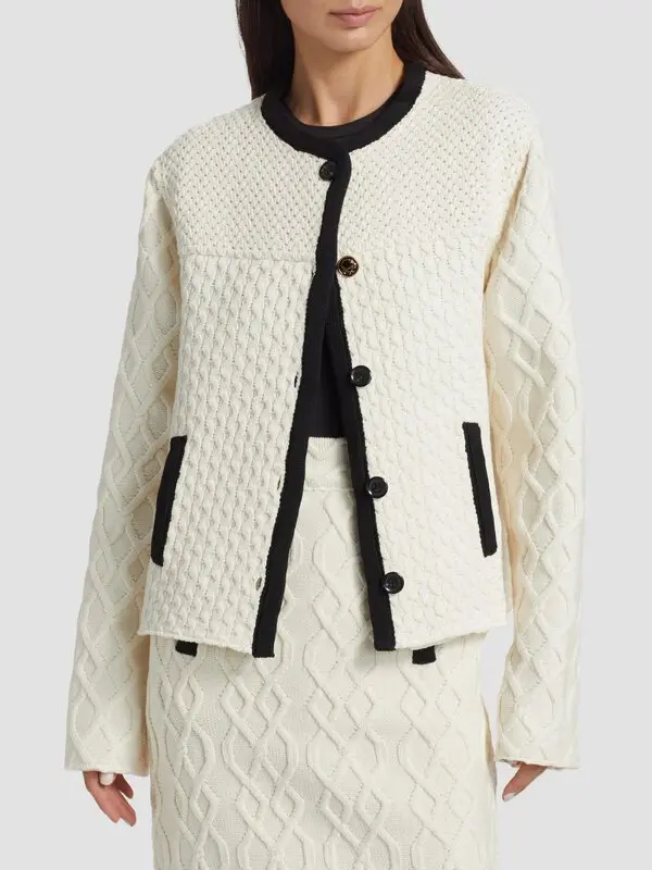 Moschino Textured Knit Jacket - Ivory