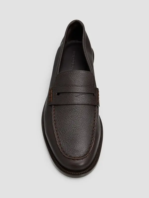 Manolo Blahnik Perry Leather Penny Loafers - Dark Brown