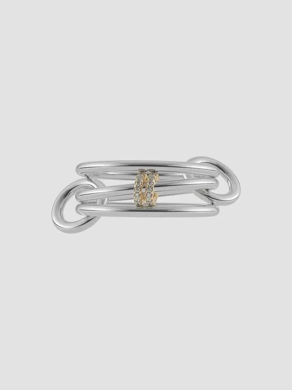 SPINELLI KILCOLLIN Acacia Gris Sterling Silver, 18k Yellow Gold & 0.14 Tcw Diamond Triple-band Ring - Multi