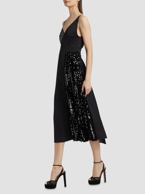 Philosophy Di Lorenzo Serafini Sequined Mixed Media Wrap Dress