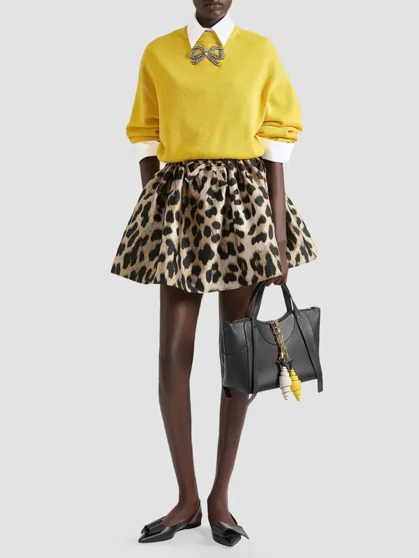 Givenchy Mini Pleated Skirt In Leopard Jacquard
