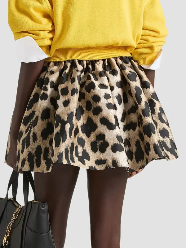 Givenchy Mini Pleated Skirt In Leopard Jacquard