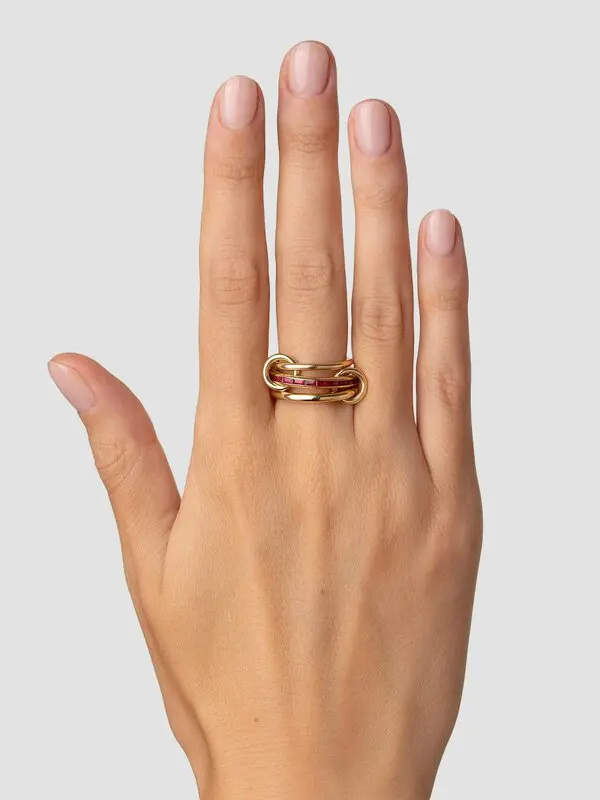 SPINELLI KILCOLLIN Pyrus 18k Yellow Gold & Gemstone Triple-band Ring