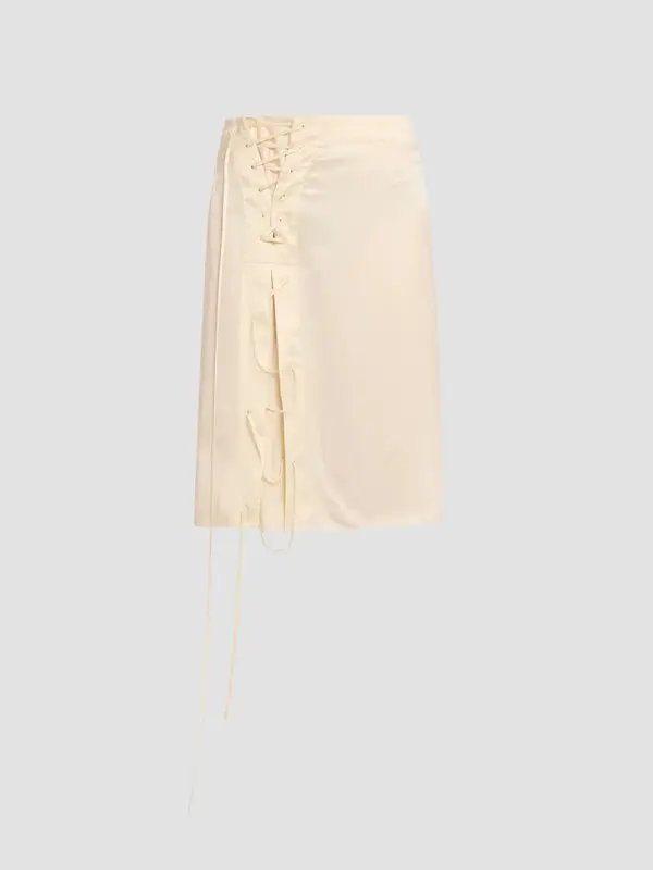 FERRAGAMO Lace-up Satin Knee-length Skirt