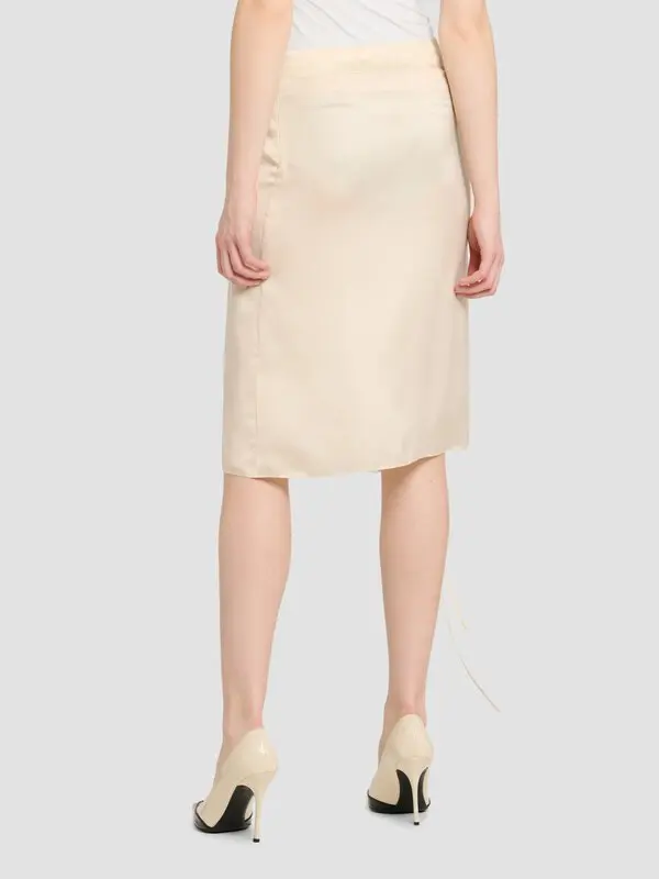 FERRAGAMO Lace-up Satin Knee-length Skirt