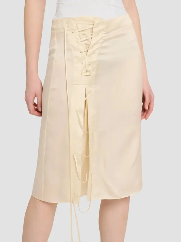 FERRAGAMO Lace-up Satin Knee-length Skirt