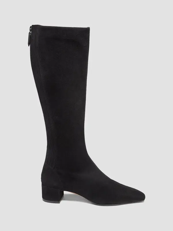 AQUAZZURA Saint Honoré 35mm Suede Knee-high Boots - Black