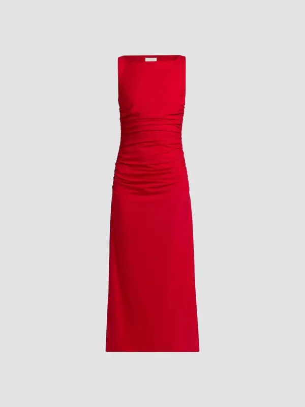 REFORMATION Benson Gathered Knit Midi-dress