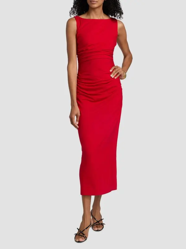 REFORMATION Benson Gathered Knit Midi-dress