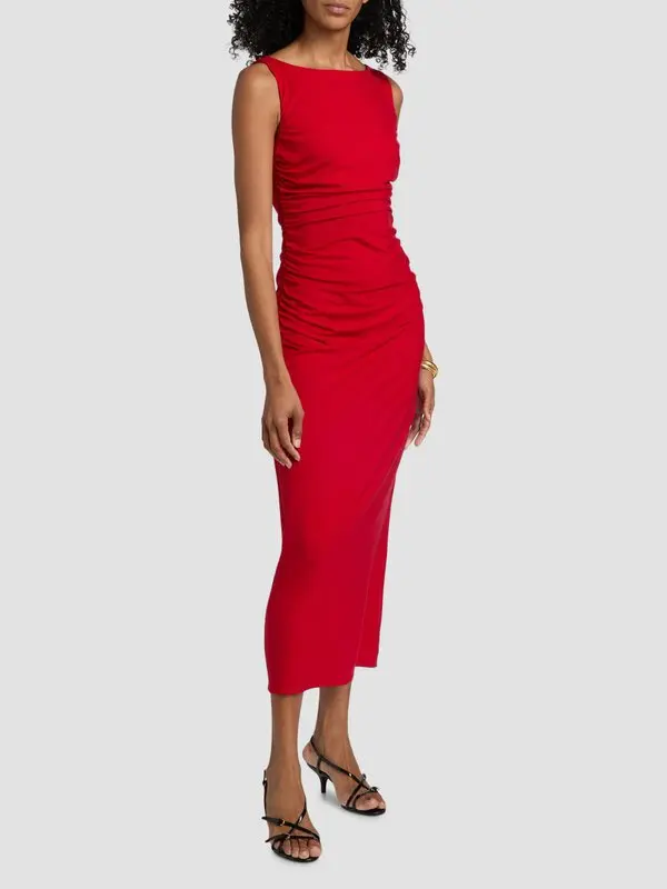 REFORMATION Benson Gathered Knit Midi-dress