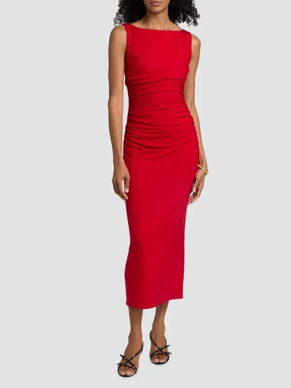 REFORMATION Benson Gathered Knit Midi-dress