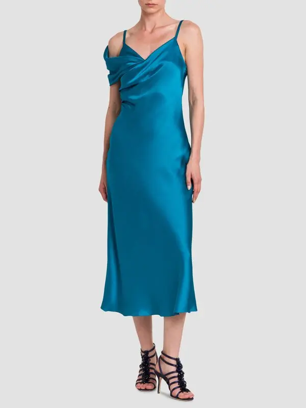 Alberta Ferretti Satin One-shoulder Gown