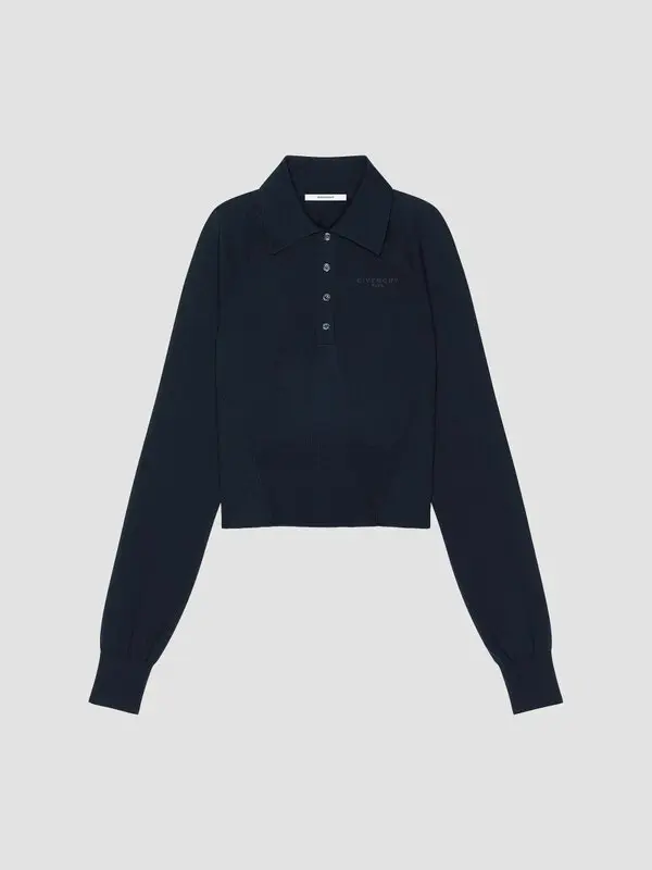 Givenchy Polo Sweater In Cotton And Silk - Navy
