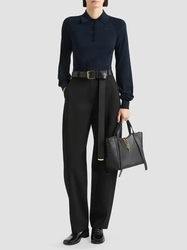 Givenchy Polo Sweater In Cotton And Silk - Navy