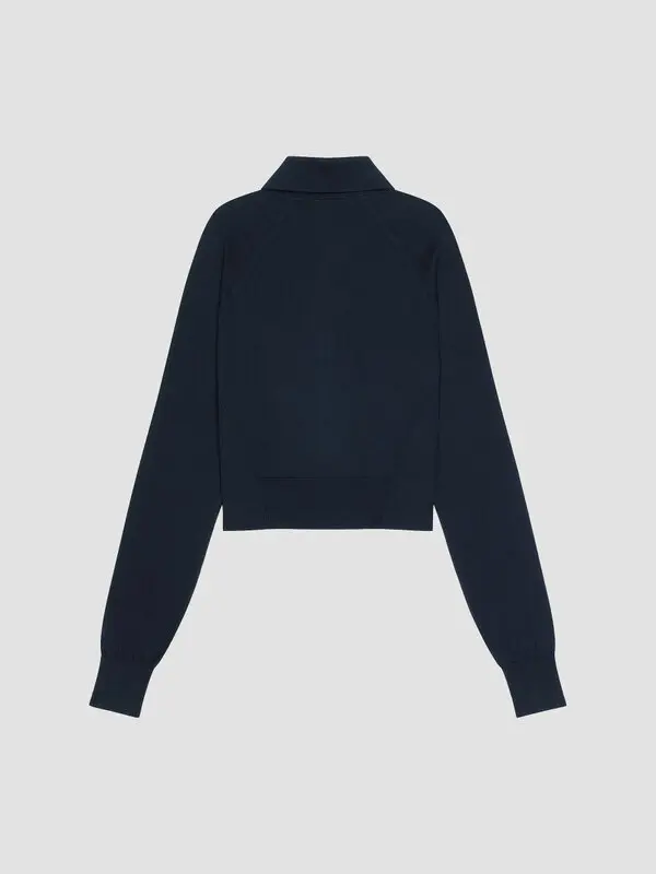 Givenchy Polo Sweater In Cotton And Silk - Navy