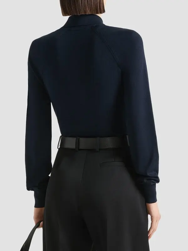 Givenchy Polo Sweater In Cotton And Silk - Navy
