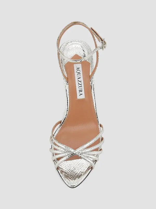 AQUAZZURA Tell Me 85mm Strappy Metallic Leather Sandals