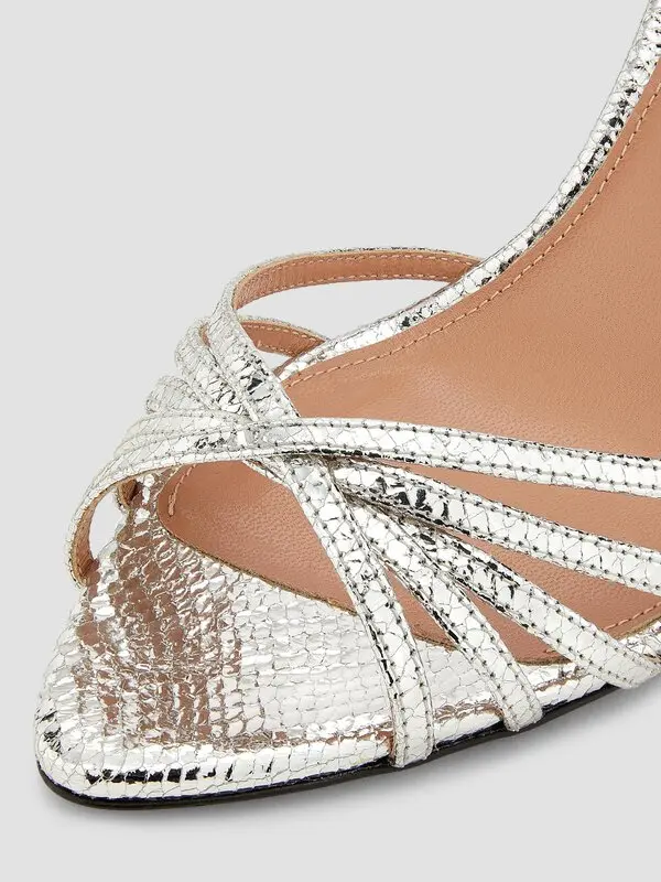 AQUAZZURA Tell Me 85mm Strappy Metallic Leather Sandals