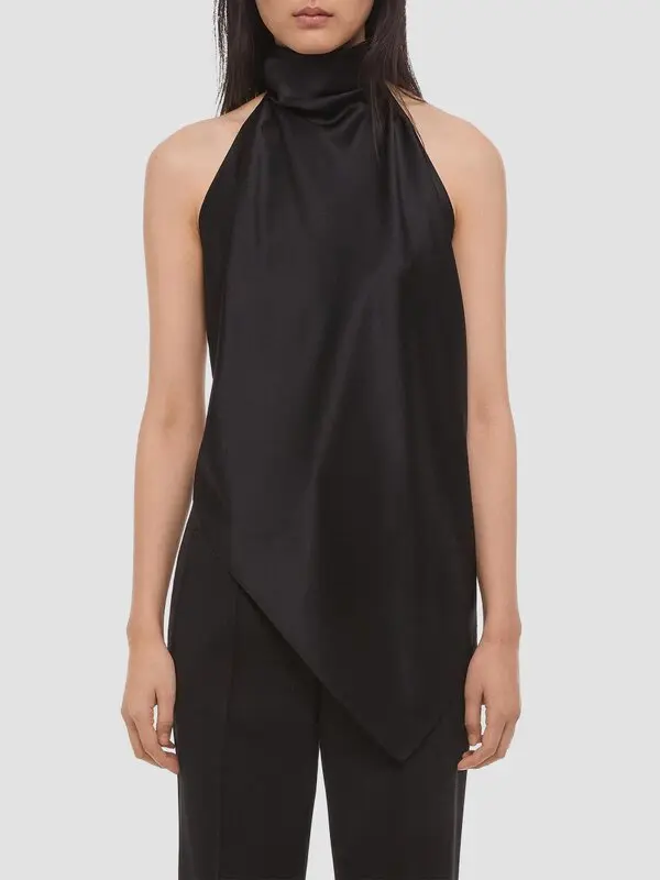 Helmut Lang Silk Charmeuse Tie Scarf Top