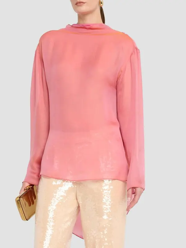 Giorgio Armani Silk Draped High-low Hem Tunic Top