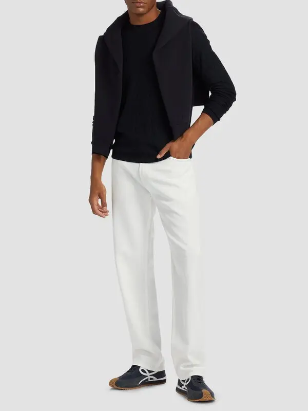 Emporio Armani Textured Wool Jacquard Crewneck Sweater