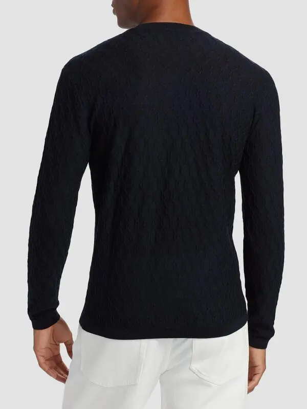 Emporio Armani Textured Wool Jacquard Crewneck Sweater