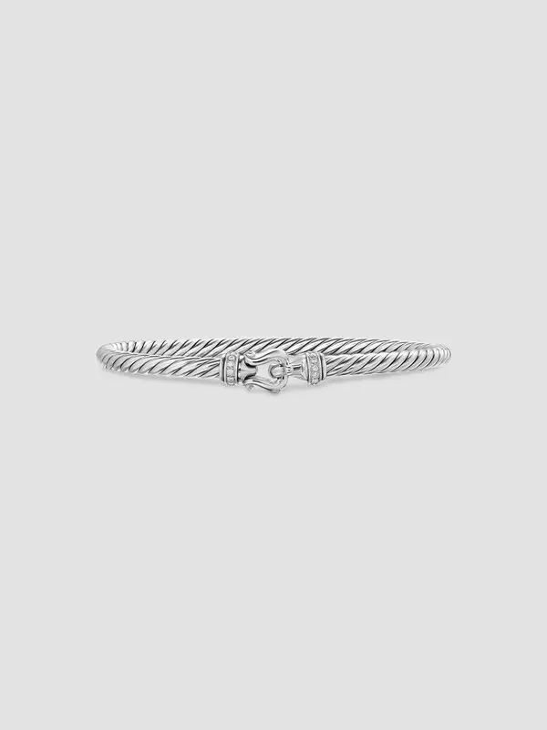 David Yurman Cable Flex Buckle Bracelet In Sterling - Diamond