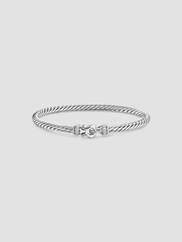 David Yurman Cable Flex Buckle Bracelet In Sterling - Diamond