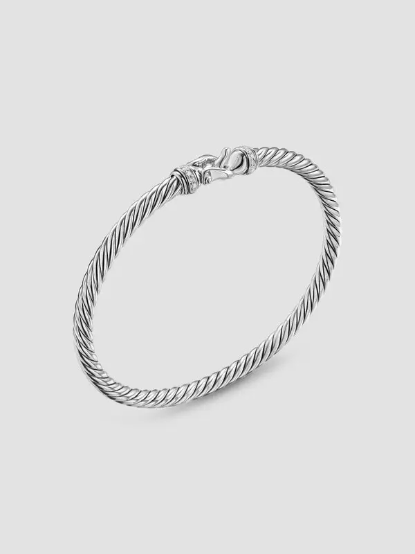 David Yurman Cable Flex Buckle Bracelet In Sterling - Diamond