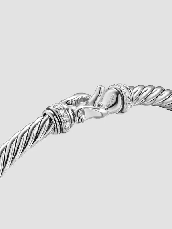 David Yurman Cable Flex Buckle Bracelet In Sterling - Diamond