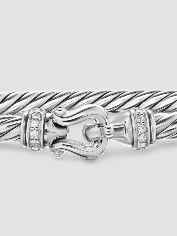 David Yurman Cable Flex Buckle Bracelet In Sterling - Diamond