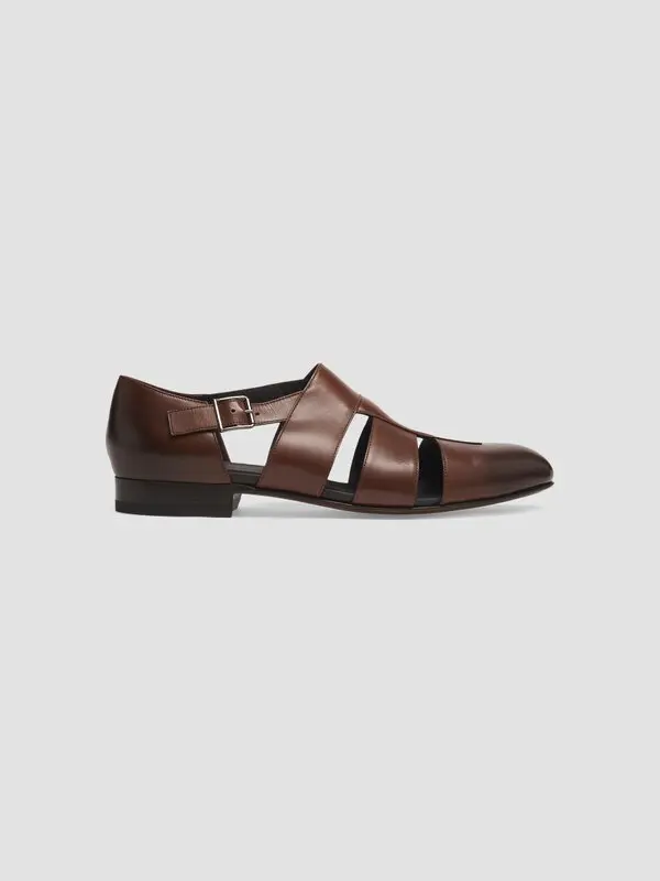 Manolo Blahnik Hickory Leather Fisherman Sandals