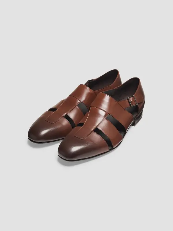 Manolo Blahnik Hickory Leather Fisherman Sandals