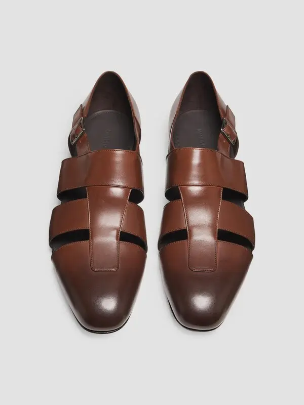 Manolo Blahnik Hickory Leather Fisherman Sandals