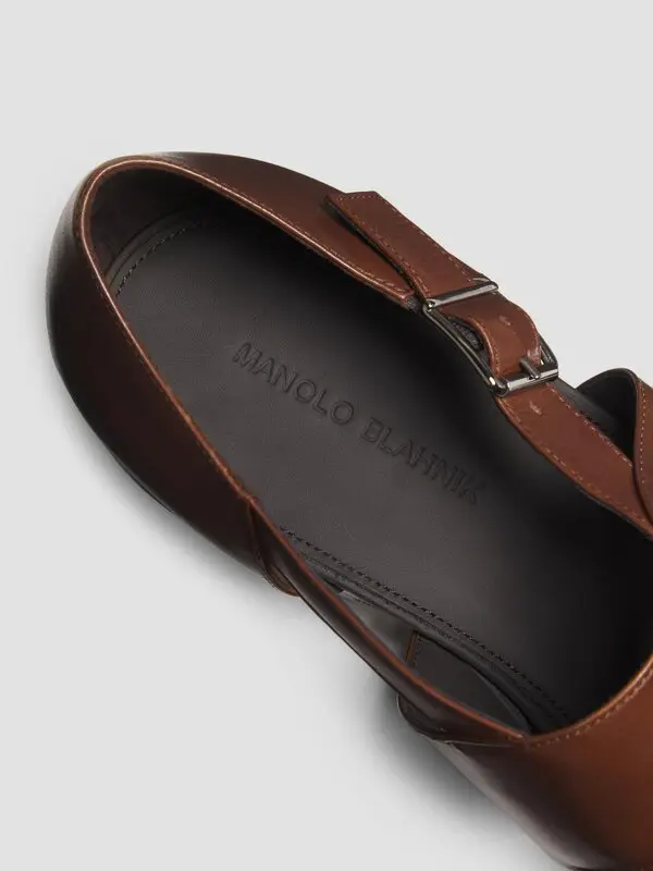 Manolo Blahnik Hickory Leather Fisherman Sandals