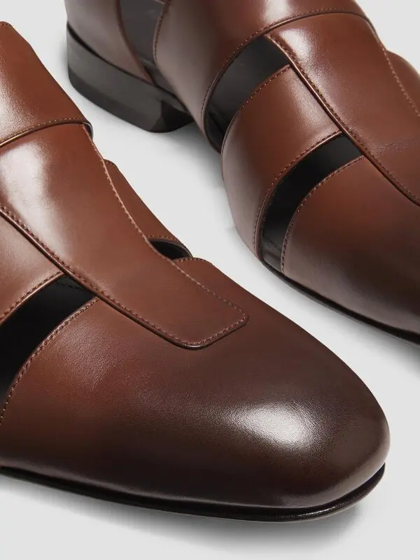 Manolo Blahnik Hickory Leather Fisherman Sandals